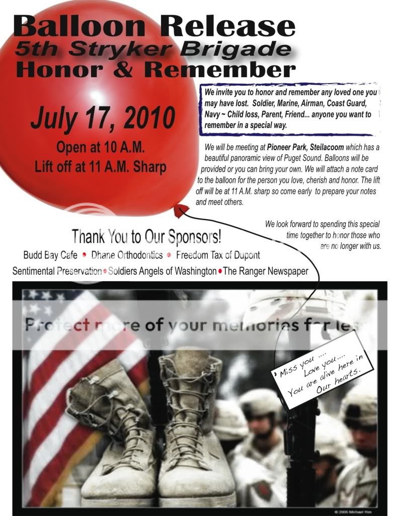 BALLOON RELEASE Honor and Remember…… | Soldiers Angels Washington